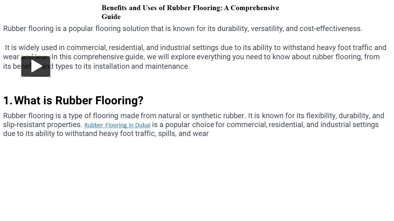 PPT – Benefits and Uses of Rubber Flooring: A Comprehensive Guide (1 ...