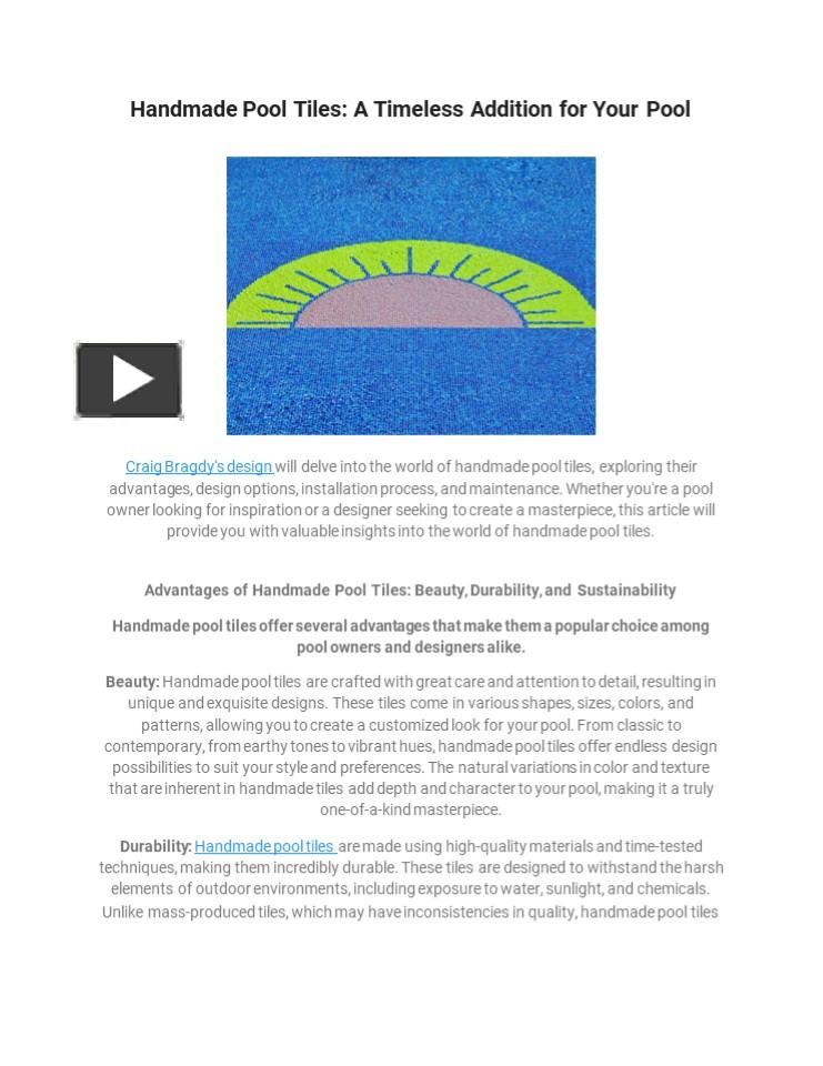 PPT – Handmade Pool Tiles: A Timeless Addition for Your Pool PowerPoint ...
