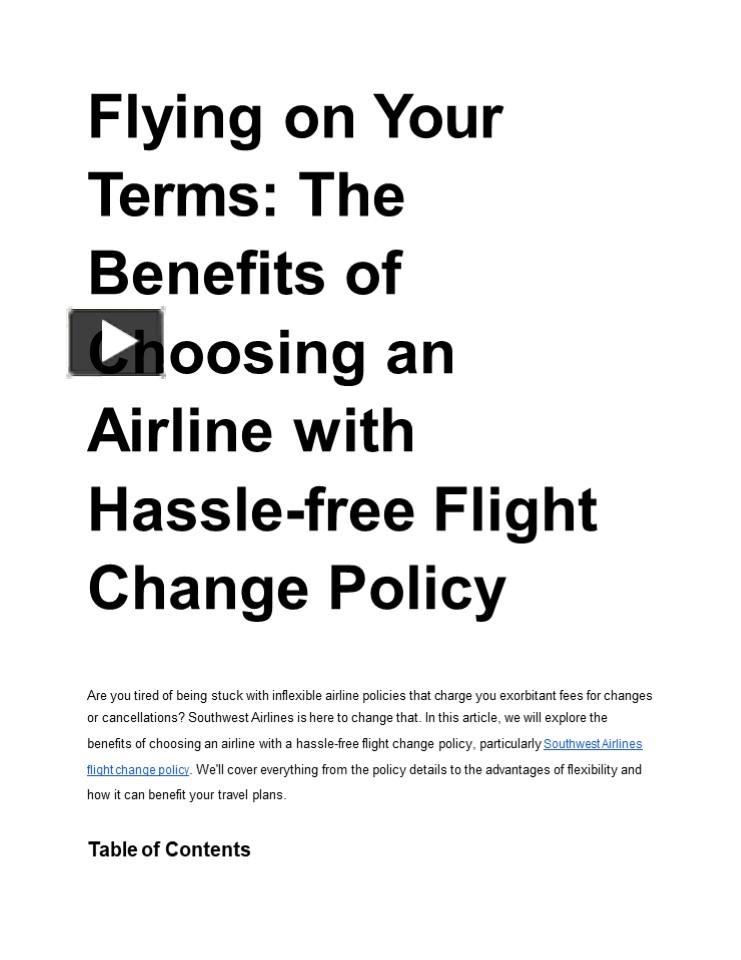 PPT – Flying on Your Terms: The Benefits of Choosing an Airline with ...