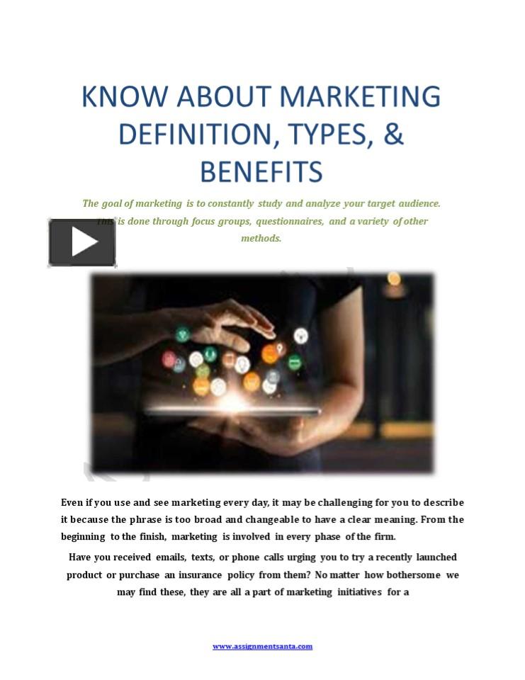 Know about Marketing Definition, Types, & Benefits presentation | free ...