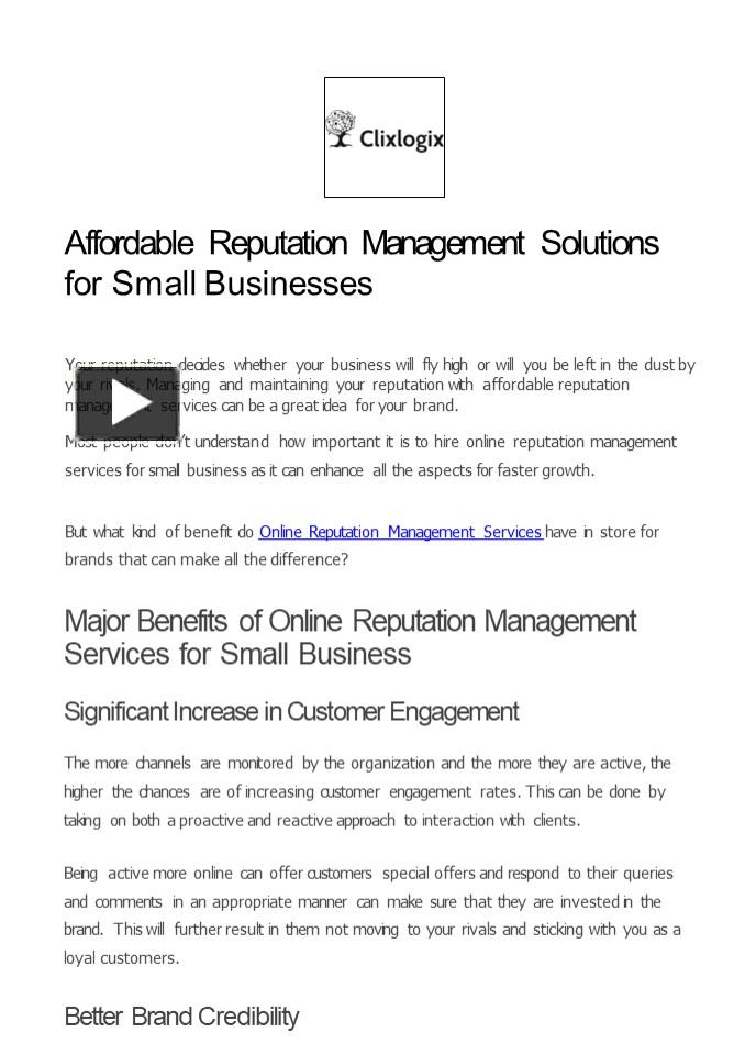 Affordable Reputation Management Solutions for Small Businesses ...