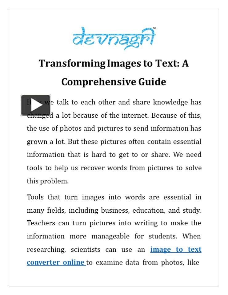 Transforming Images to Text: A Comprehensive Guide presentation | free ...