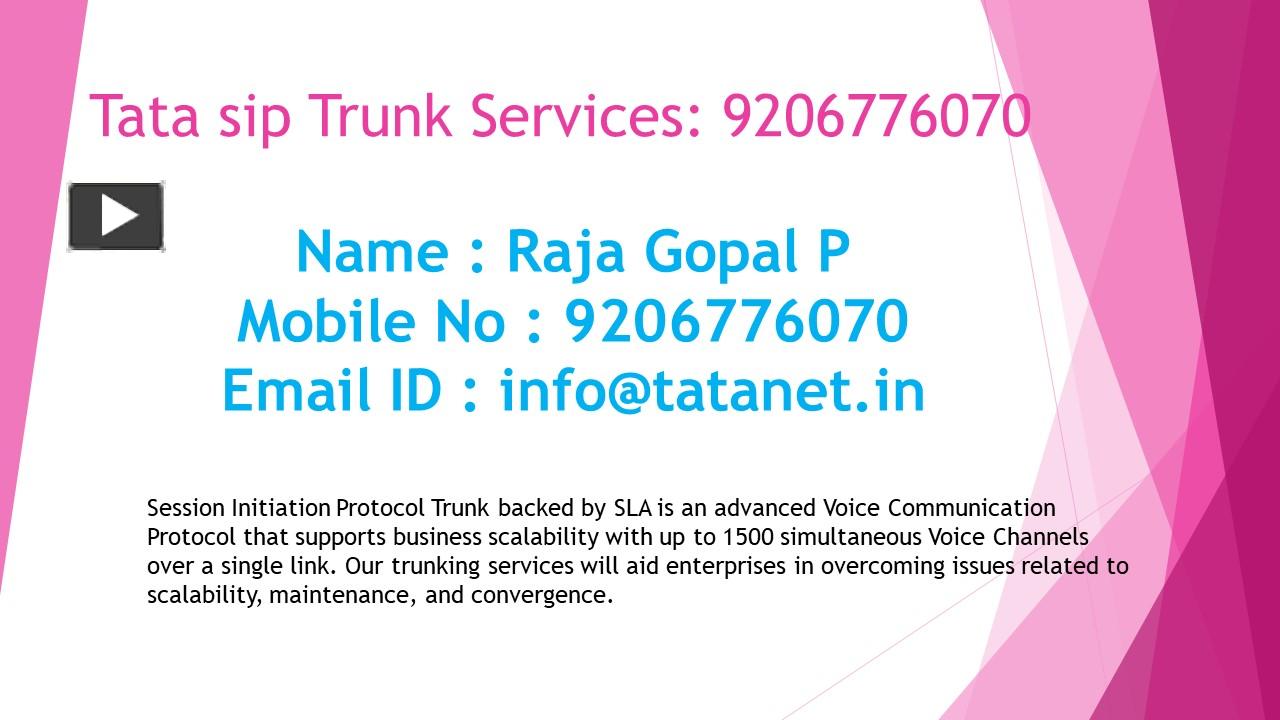 PPT – Tata Sip Trunk services: @ 9206776070. PowerPoint presentation ...