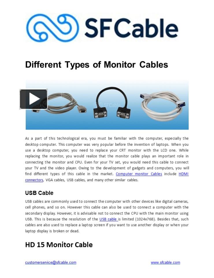 Different Types of Monitor Cables presentation | free to download