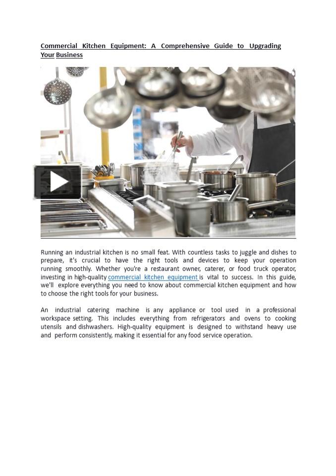 PPT – Commercial Kitchen Equipment: A Comprehensive Guide to Upgrading ...