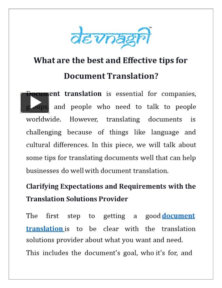 PPT – What are the best and Effective tips for Document Translation ...