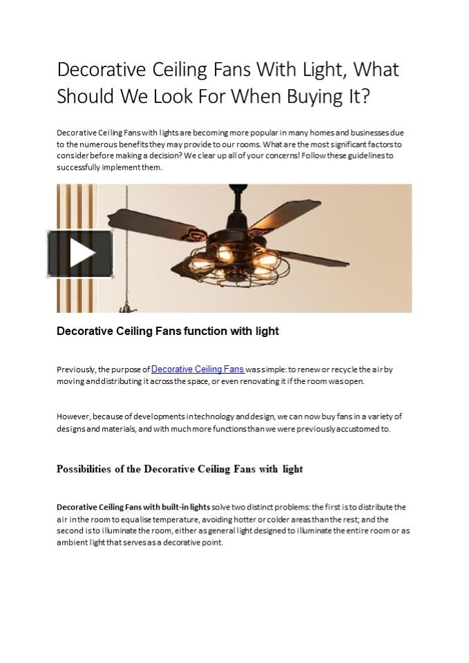 Decorative Ceiling Fans With Light, What Should We Look For When Buying ...