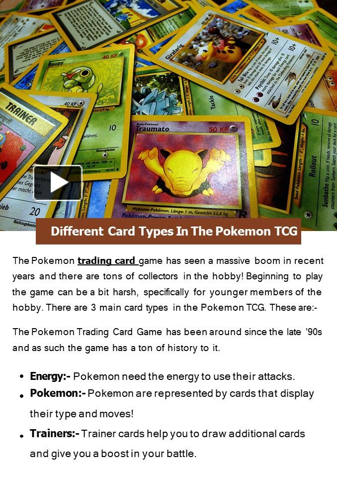 Different Card Types In The Pokemon TCG presentation | free to download