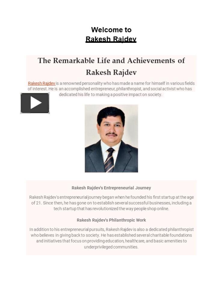 PPT – The Remarkable Life and Achievements of Rakesh Rajdev PowerPoint ...