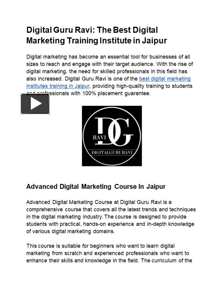 PPT – Digital Guru Ravi: The Best Digital Marketing Training Institute ...