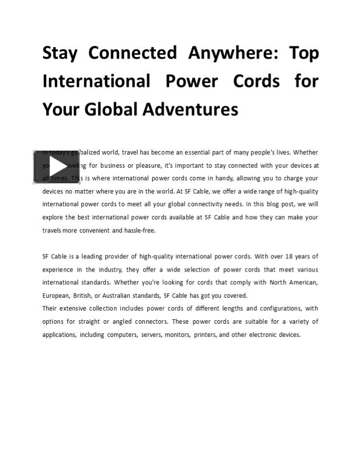 PPT – Stay Connected Anywhere: Top International Power Cords for Your ...