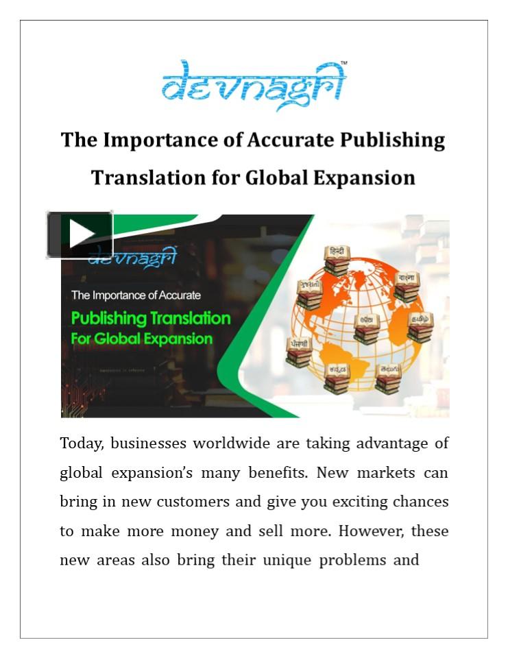 The Importance of Accurate Publishing Translation for Global Expansion ...