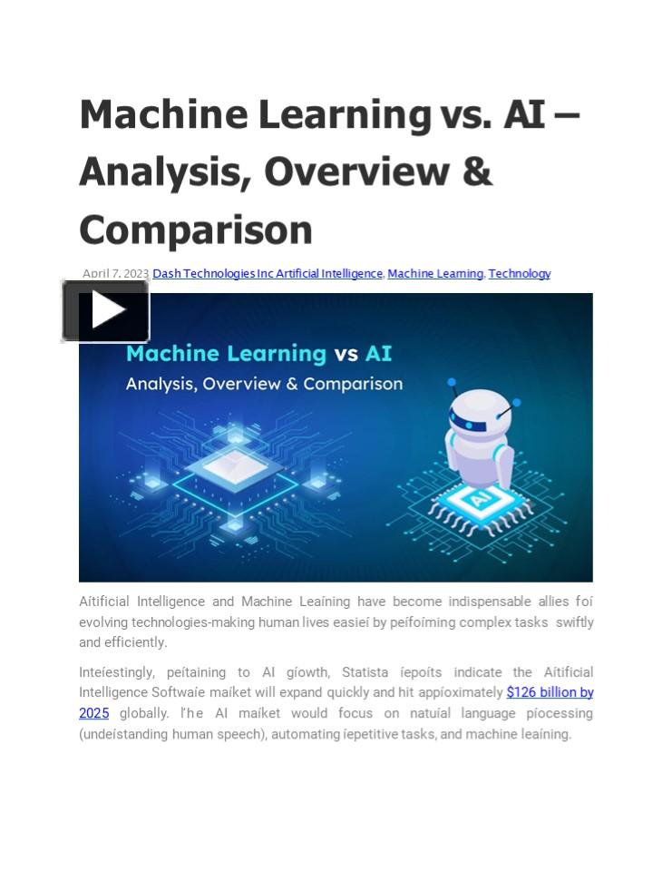 Machine Learning vs. AI – Analysis, Overview & Comparison presentation ...
