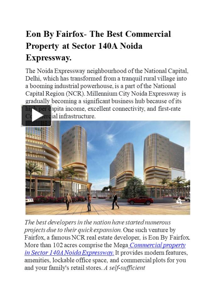 Eon By Fairfox- The Best Commercial Property At Sector 140A Noida ...