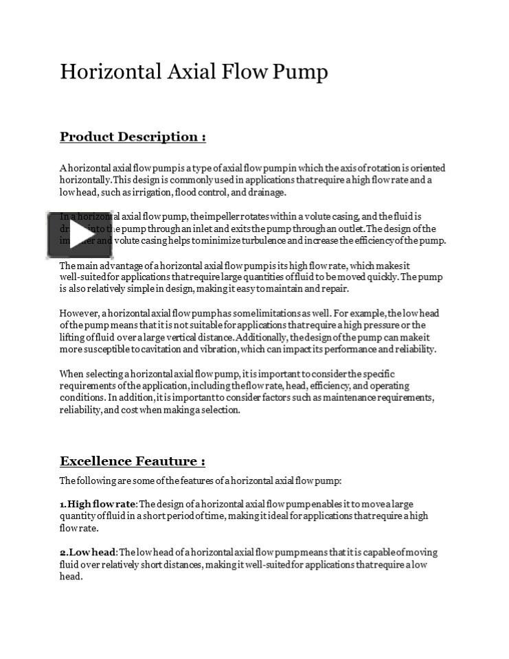 PPT – Horizontal Axial Flow Pump PowerPoint presentation | free to ...