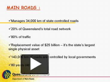 MAIN ROADS : presentation | free to view