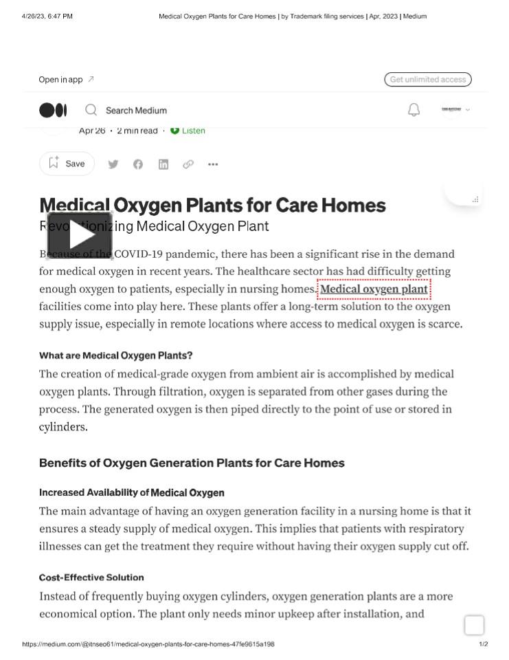 Medical Oxygen Plants for Care Homes presentation | free to download
