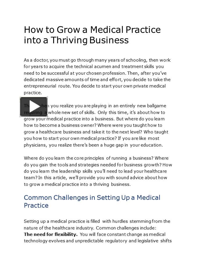 How to Grow a Medical Practice into a Thriving Business presentation ...