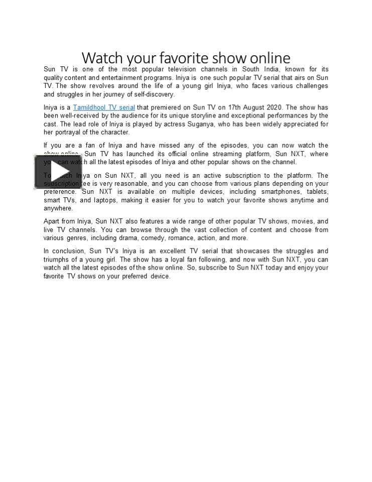 PPT – Watch your Favorite Show Online for Free (1) PowerPoint ...
