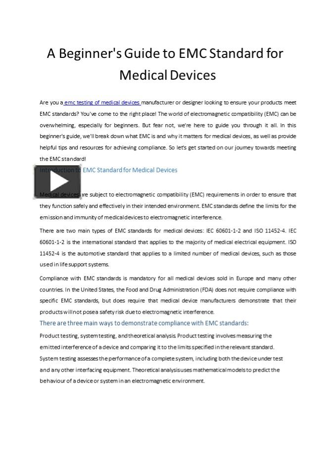 PPT – A Beginners Guide to EMC Standard for Medical Devices PowerPoint ...