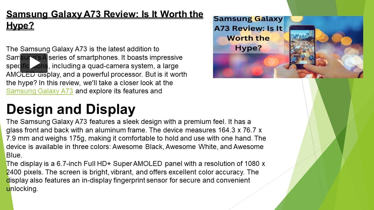 Samsung Galaxy A73 Review: Is It Worth the Hype? presentation | free to ...