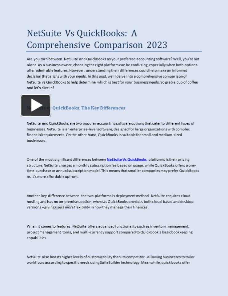 NetSuite Vs QuickBooks: A Comprehensive Comparison 2023 presentation ...