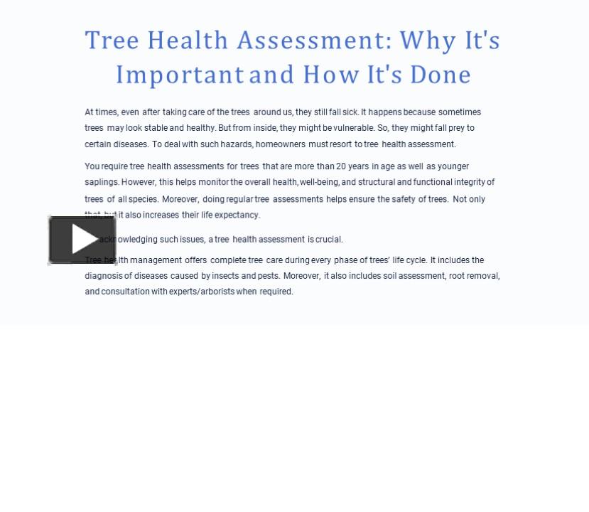 Tree Health Assessment: Why It's Important and How It's Done ...