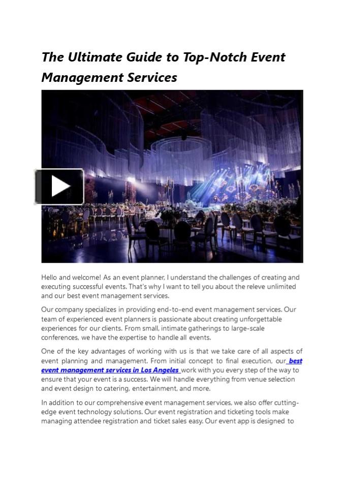PPT – The Ultimate Guide to Top-Notch Event Management Services ...