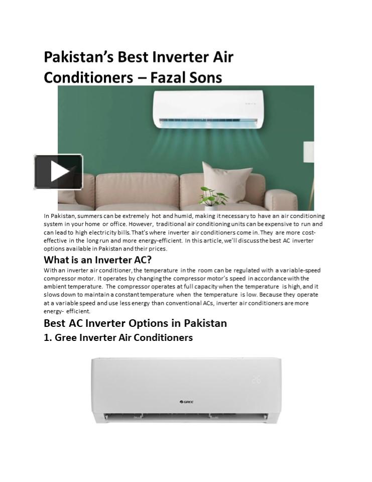 PPT – Pakistan’s Best Inverter Air Conditioners – Fazal Sons PowerPoint ...