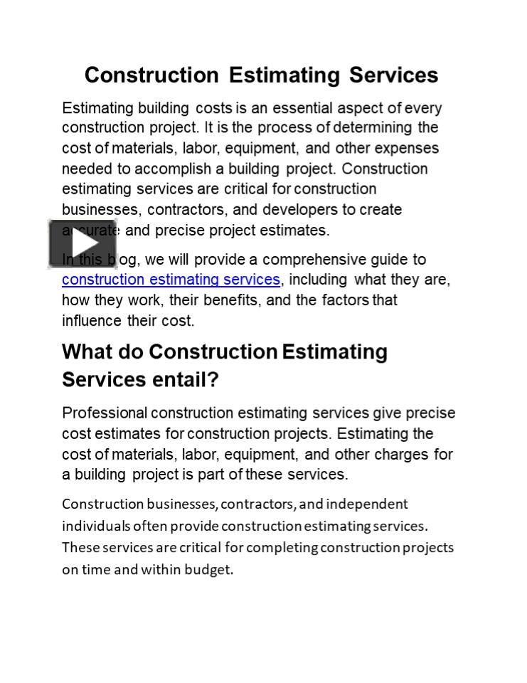 PPT – Construction estimating services PowerPoint presentation | free ...