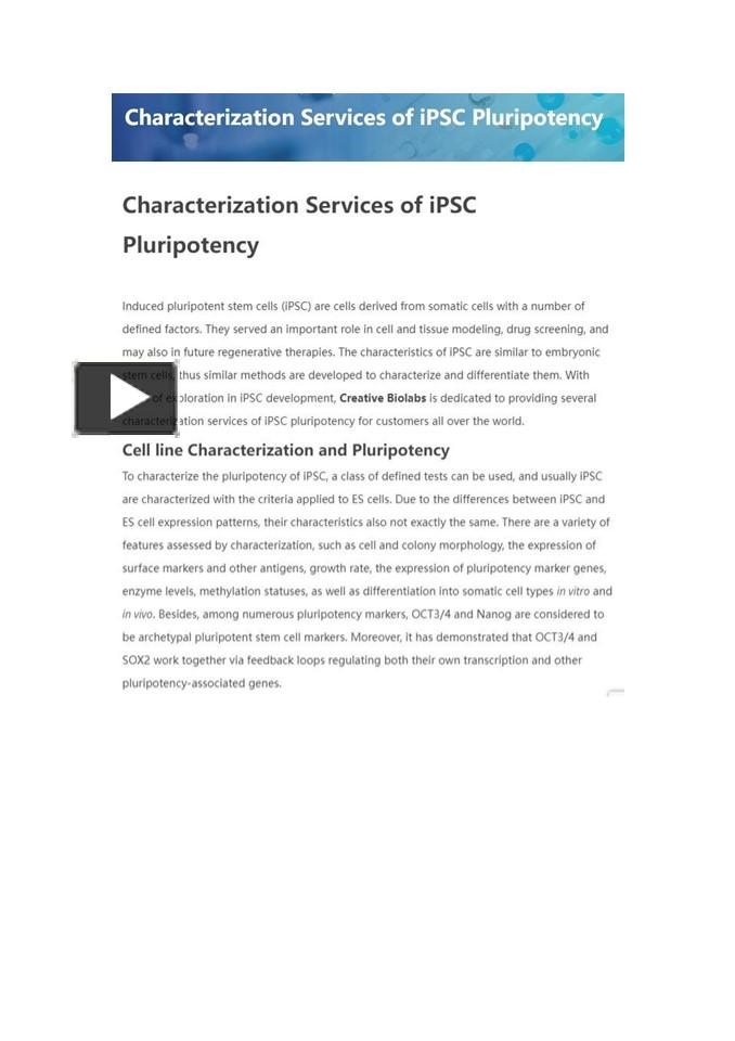 PPT – Characterization Services of iPSC Pluripotency PowerPoint ...