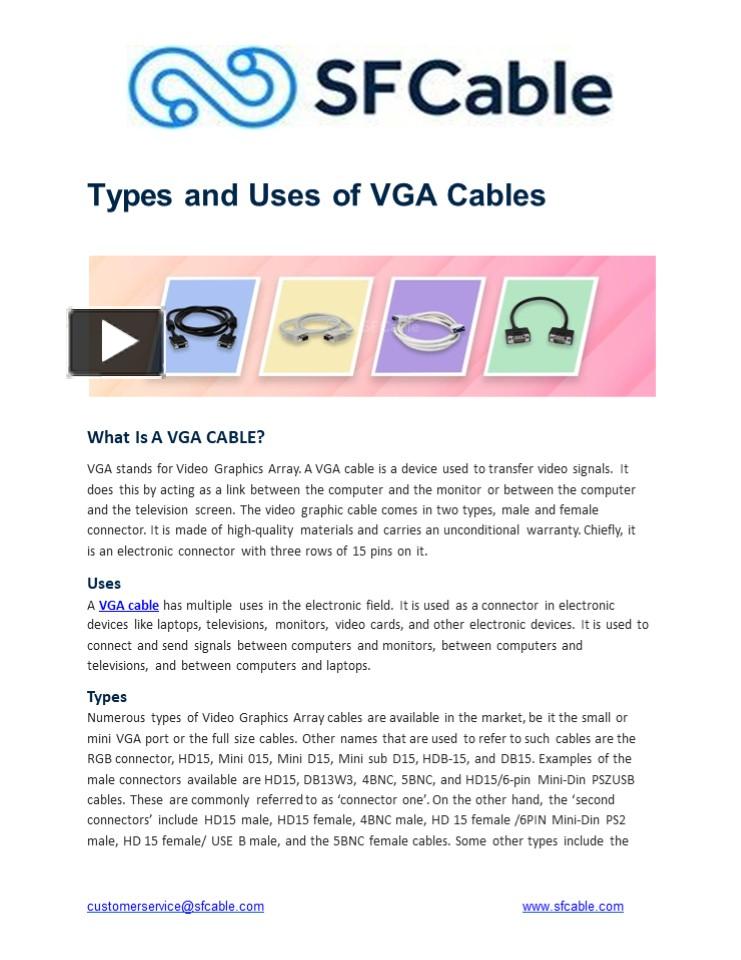PPT – Types and Uses of VGA Cables PowerPoint presentation | free to ...