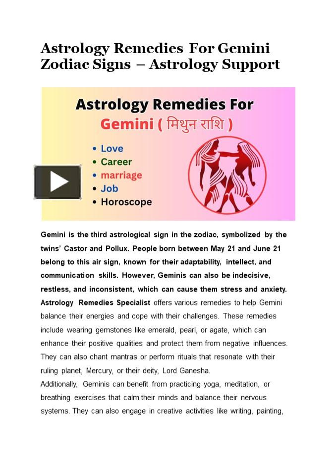 PPT – Astrology Remedies For Gemini Zodiac Signs - Astrology Support ...