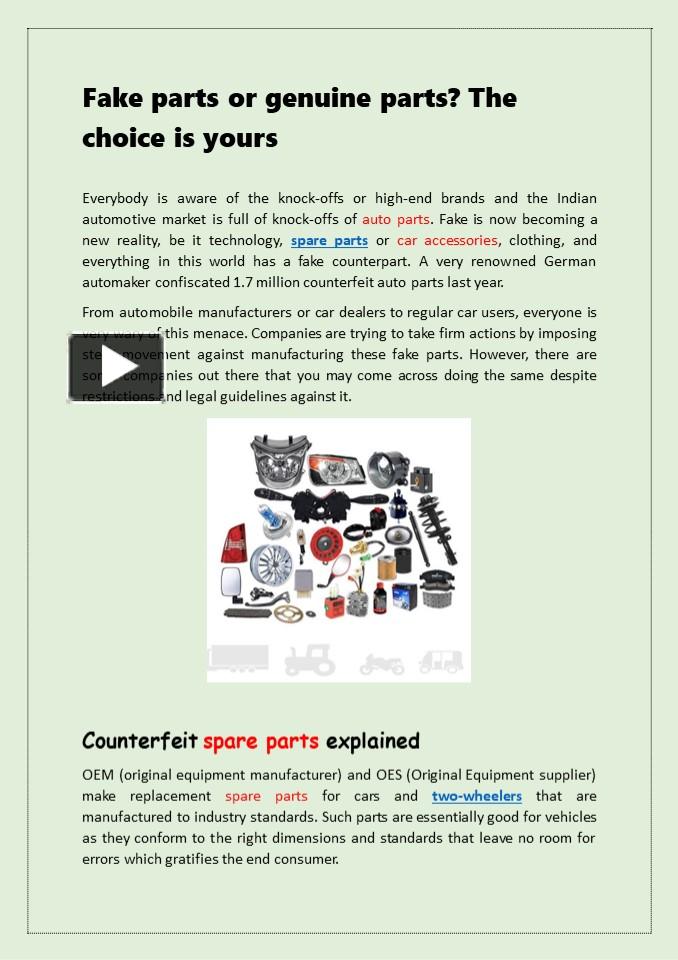 PPT – Fake parts or genuine parts? The choice is yours PowerPoint ...