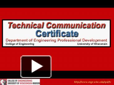 PPT – Technical Communication Certificate PowerPoint presentation ...