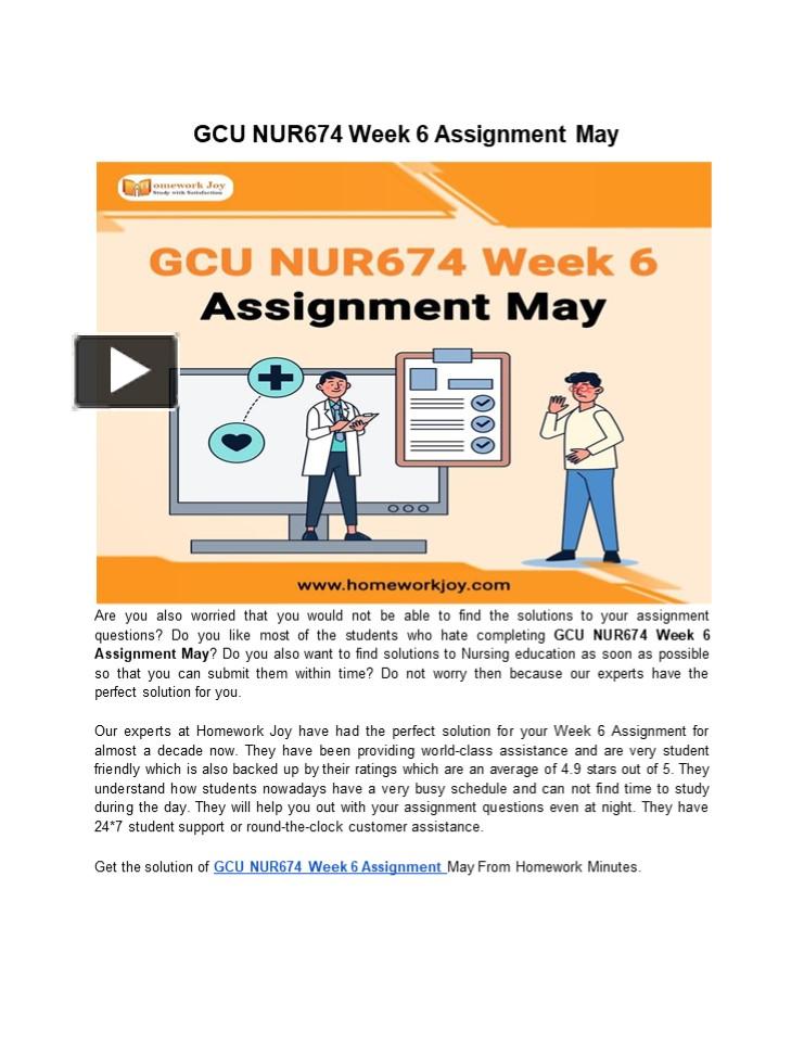 GCU NUR674 Week 6 Assignment May presentation | free to download