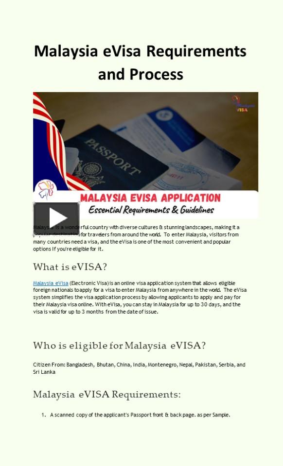 Malaysia eVisa Requirements and Step-by-Step Process presentation ...