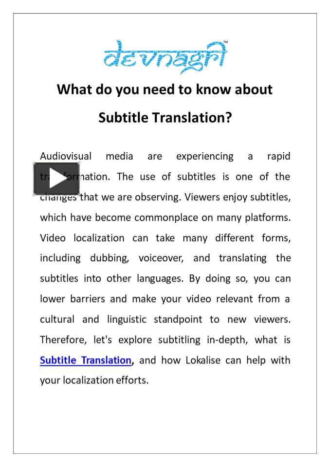 What do you need to know about Subtitle Translation? presentation ...