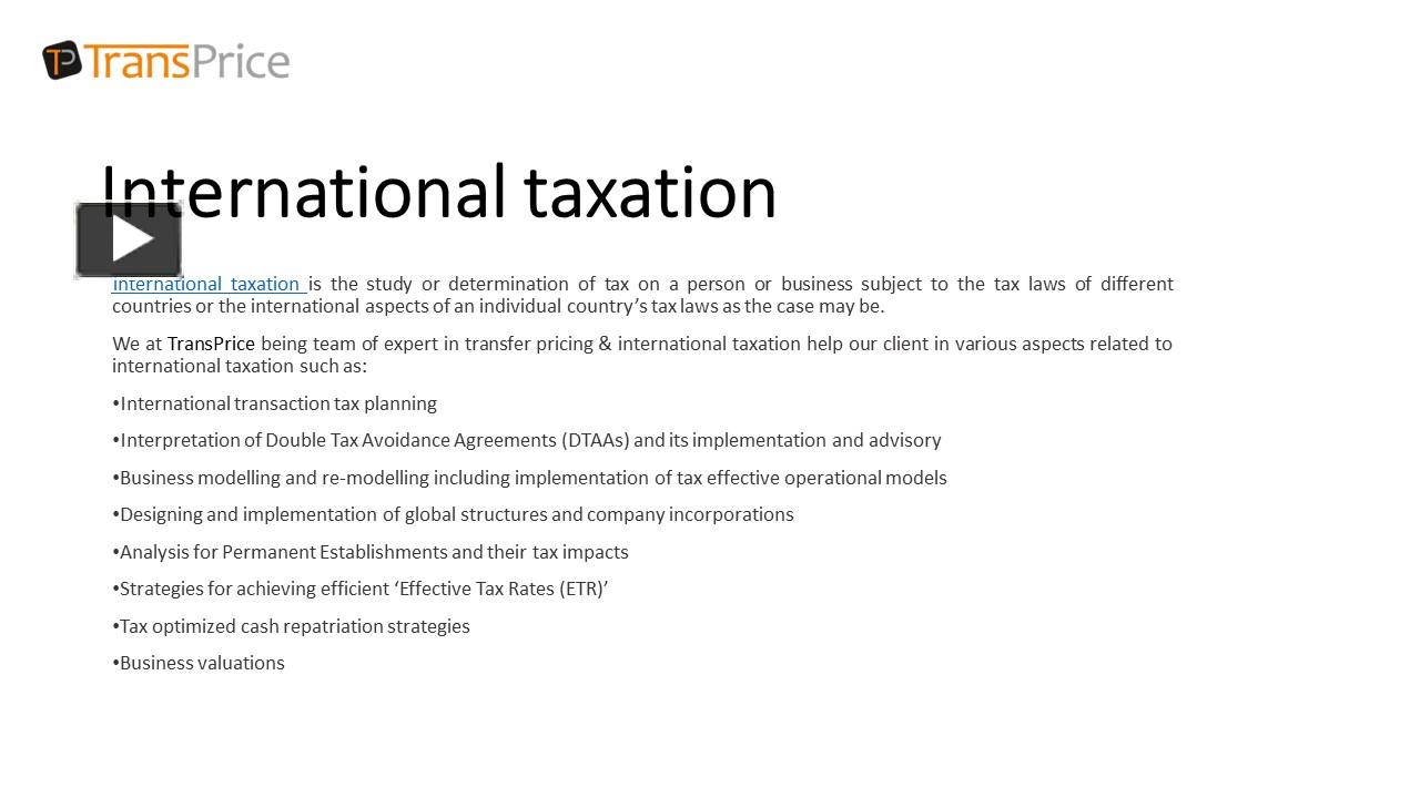 International taxation presentation | free to download