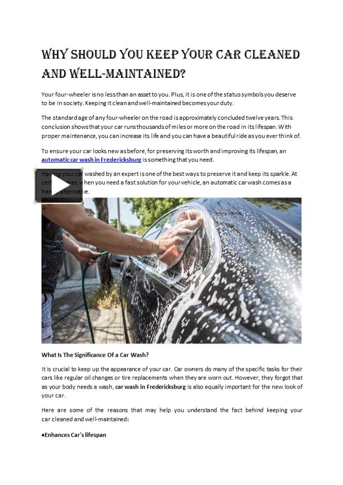PPT – Why Should You Keep Your Car Cleaned and Well-Maintained ...