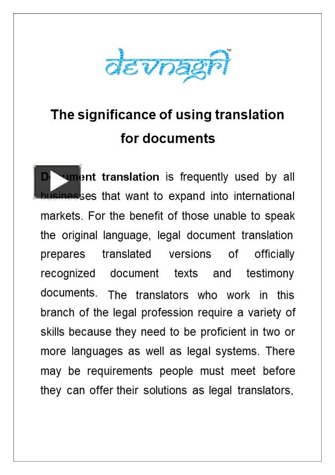 PPT – The significance of using translation for documents PowerPoint ...