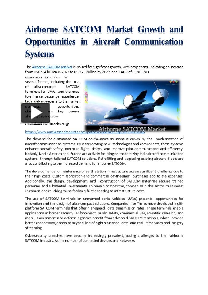PPT – Airborne SATCOM Market: Growth and Opportunities in Aircraft ...