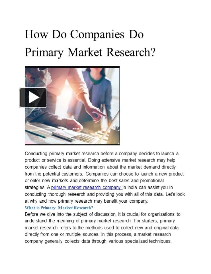 How Do Companies Do Primary Market Research? presentation | free to ...