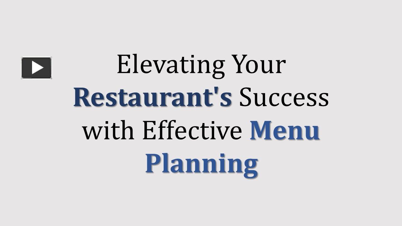 PPT – Restaurant's Success with Effective Menu Planning PowerPoint ...