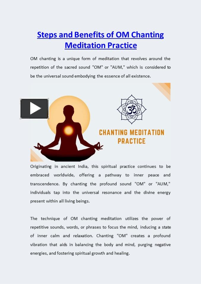 Steps and Benefits of OM Chanting Meditation Practice presentation ...