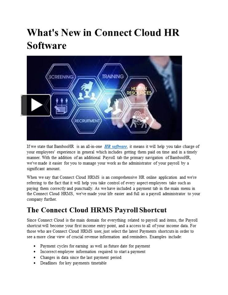 What's New in Connect Cloud HR Software presentation | free to download