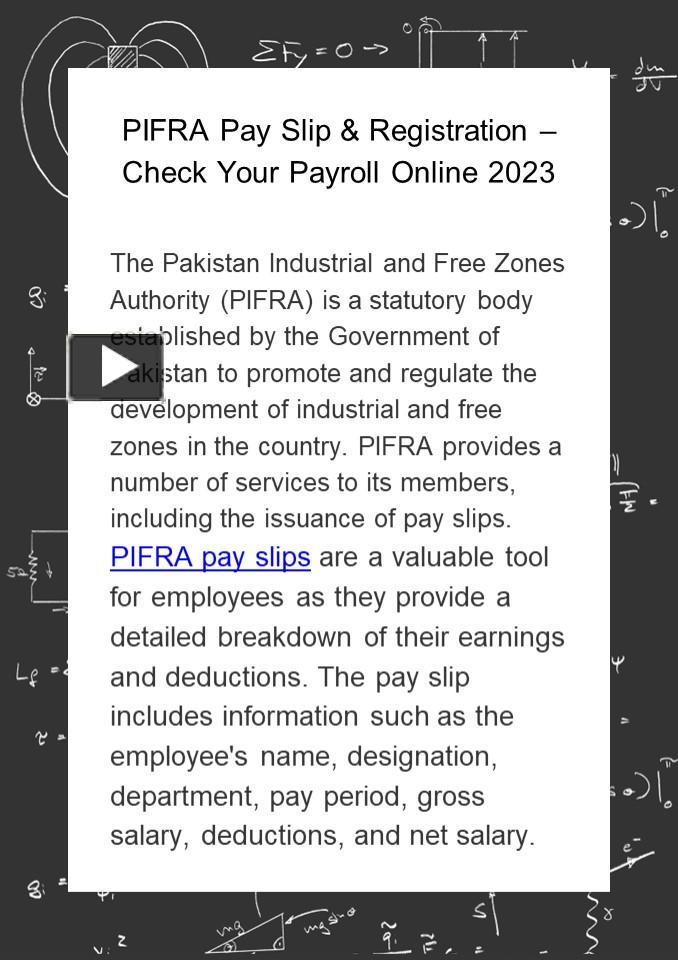 Pifra Pay Slip presentation | free to download