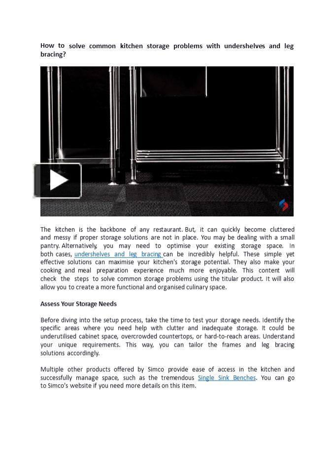 How to solve common kitchen storage problems with undershelves and leg ...