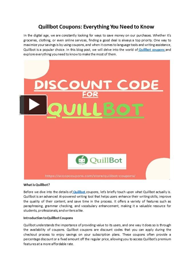 Quillbot Promo Code - Everything Need to Know presentation | free to ...