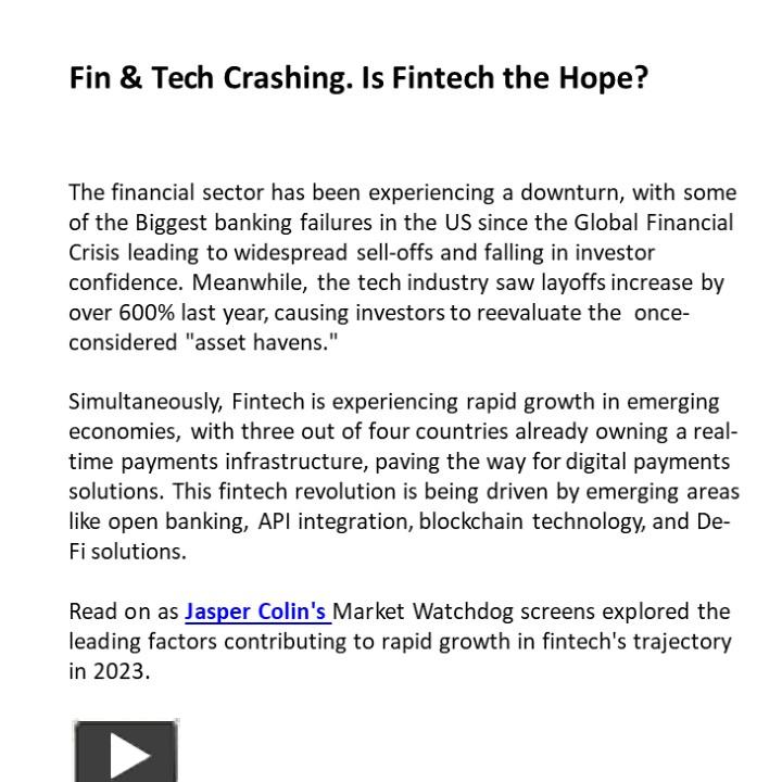 PPT – Fin & Tech Crashing. Is Fintech the Hope? PowerPoint presentation ...